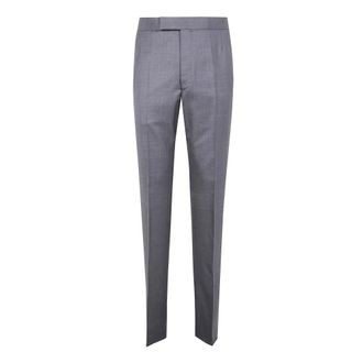 Thom Browne Pantalon de costume classique en serg&eacute; avec bride arri&egrave;re - Homme - Pantalons - Gris - Taille: S