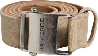 Gianfranco Ferre unisex, Accessoires, Beige, Taille: ONE Size Canvas Metal Buckle Cintura Belt
