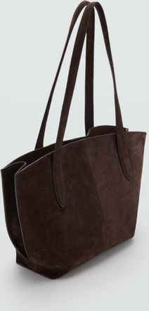 Mango Mini-Shopper Bag aus Rauleder schokolade - Damen - Einheitsgr&ouml;&szlig;e - MANGO