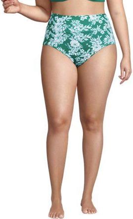 Lands End Bikinihose zum Umschlagen, High Waist,, Damen, Größe:52 plus, Grün, Elasthan/Nylon-Mischung, by Lands End
