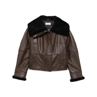 Sportmax Spssalve Cropped-Jacke mit Lammfellkragen - - Jackets - Damen - Braun - 2XS
