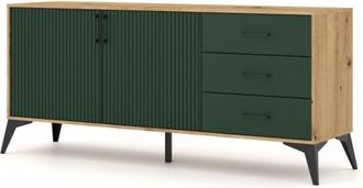 Vivaldi Vivaldi - Buffet à 2 portes et 3 tiroirs lugo coloris chêne vert 164,5x42x78,4 cm