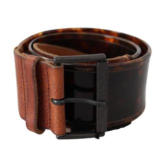 Ermanno Scervino Ceinture en cuir boucle r&eacute;sine &eacute;caille de tortue - Femme - Accessoires - Brun - Taille: 75 CM