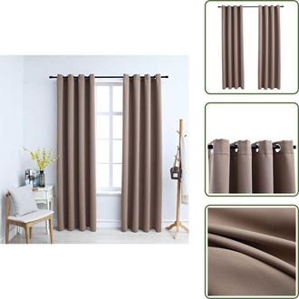 vidaXL Verdunkelungsvorh&auml;nge mit Metall&ouml;sen 2 Stk. Taupe 140x225cm - Verdunkelungsvorh&auml;nge - Gardinen - Wohnaccessoires - Tapete Taupe - Vorh&auml;nge Taupe