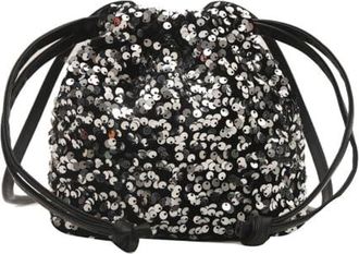 Generic Petit sac de soir&eacute;e &agrave; paillettes pour femme, &eacute;l&eacute;gant sac de soir&eacute;e, banquet, mini seau brillant, Argent&eacute;., Black