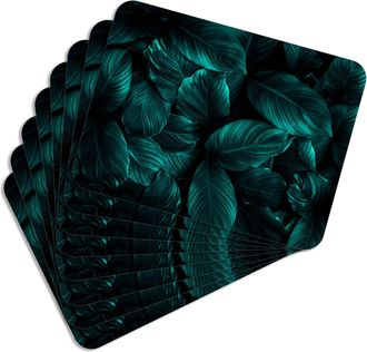 MG Design Set aus 8 Kork-Platzsets - Leaves 2 - 30 x 40 cm - hitzebest&auml;ndig & abwischbar, mit Korkr&uuml;ckseite