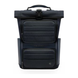 Piquadro Sac &agrave; dos pour ordinateur portable &agrave; enroulement 15-6 avec filet pour casque de v&eacute;lo - Homme - Sacs - Bleu - Taille: ONE Size