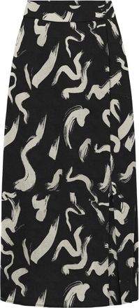 Only Damen Onlnova Life Vis Piper Slit Skirt Rock, Black/AOP:587 Yoko, XS