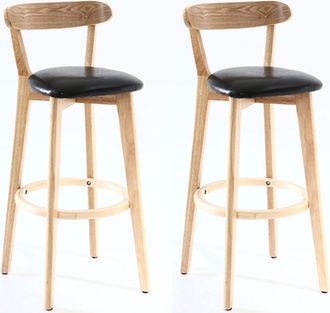 Generic Modernes Barhocker-Set (2Er-Set) Aus Massivholz mit Hoher R&uuml;ckenlehne Und Fu&szlig;st&uuml;tzen f&uuml;r K&uuml;cheninseln