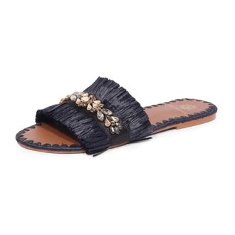 De Siena shoes Raffia Schwarze Sandale Semira - - Shoes - Damen - Schwarzk - 37 EU