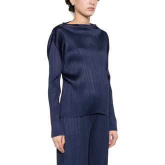 Issey Miyake Damen, Oberteile, Blau, LGr&ouml;&szlig;e