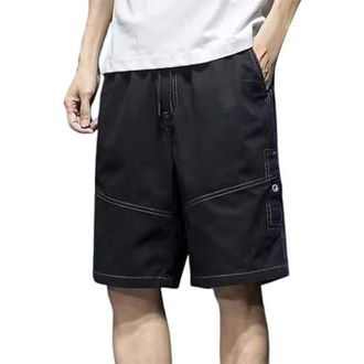 Generic Pantalon cargo pour homme 2026 - L&eacute;ger - Couleur unie - Taille &eacute;lastique - Short de 12,7 cm, Noir, 3XL