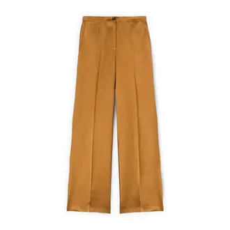 Motivi Femme, Pantalons, Jaune, Taille: 38 FR Pantalon Large en M&eacute;lange de Lin