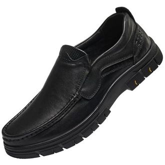 Generic Mocassins classiques &agrave; enfiler en cuir pour homme, confortables pour la marche, la randonn&eacute;e, le travail et le bureau, Noir, 40 2/3 EU