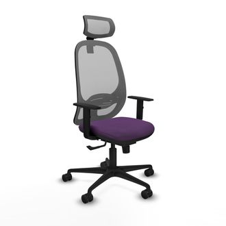 Piqueras y Crespo Lilafarbener Schreibtischstuhl mit 1D-Armen, h&ouml;henverstellbare Lendenwirbelst&uuml;tze und h&ouml;henverstellbares Kopfteil, Grau/Violett