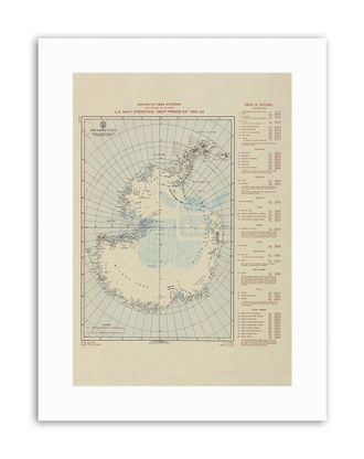 Wee Blue Coo ANTARCTICA MAP 1961 1962 DEEP FREEZE Canvas art Prints