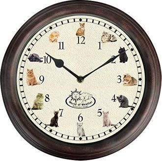 Esschert Design Fallen Fruits Esschert TF015 Wanduhr mit Katzenklang