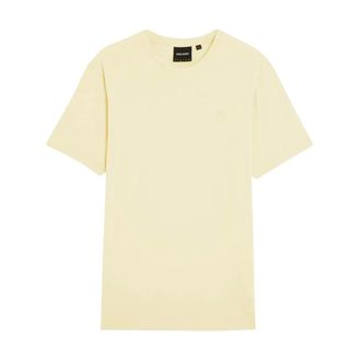 Lyle & Scott Homme, Tops, Beige, Taille: M T-Shirt en Coton &agrave; Manches Courtes et Col Rond