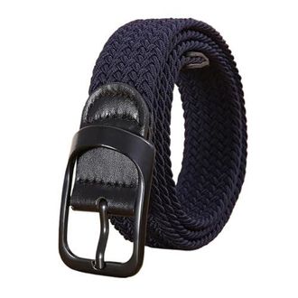 Generic Ceintures en toile &eacute;lastique tiss&eacute;e non perfor&eacute;e pour homme et femme, Bleu marine - Y211-2, 110 cm