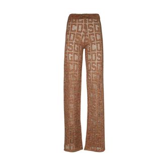 GCDS Metallische Elastische Strickhose - - Trousers - Damen - Orange - M