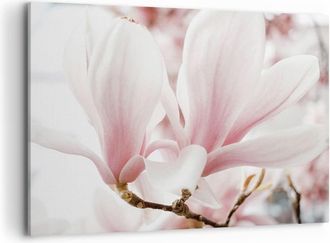 Arttor Bilder auf Leinwand 100x70cm Leinwandbild Zweig Magnolie Blume Gro&szlig; Wanddeko Bild Schlafzimmer K&uuml;che Deko Wandbilder Dekoration Wohnzimmer Wall Decor 