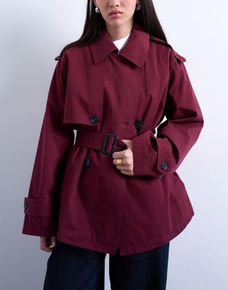 Topshop Trench-coat court style années 90 - Bordeaux-Neutre