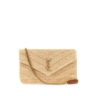 Saint Laurent Loulou Raffia Shoulder Bag