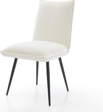 DELIFE Esszimmerstuhl Lelio-Flex Boucl&eacute; Soft Beige 4-Fu&szlig; konisch Schwarz Taschenfederkern, Esszimmerst&uuml;hle