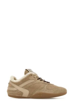 Miu Miu Womens Beige Suede Sneakers Deserto