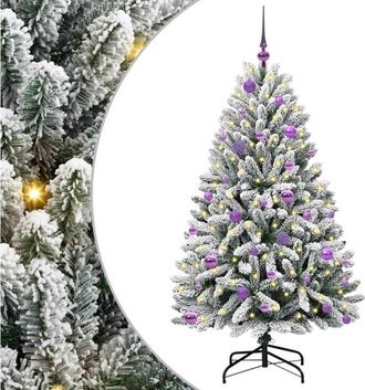 vidaXL K&uuml;nstlicher Weihnachtsbaum Gr&uuml;n und Wei&szlig; 150 cm PVC und Metall vidaXL
