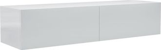 Sonni TV Lowboard h&auml;ngend 140 cm TV Schrank board mit 2 Klappt&uuml;ren Wei&szlig; Hochglanz,140x40x30cm