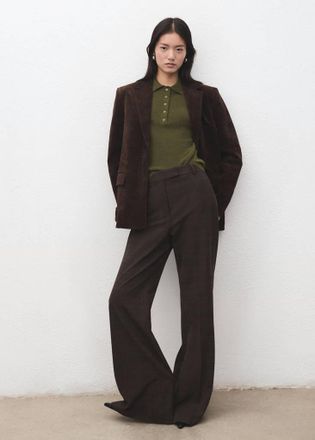 Mango Pull col polo manches longues kaki - Femme - XS - MANGO