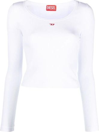 Diesel Femme, Tops, Blanc, Taille: 38 FR Blanc C&ocirc;tel&eacute; &Eacute;cusson Manches Longues