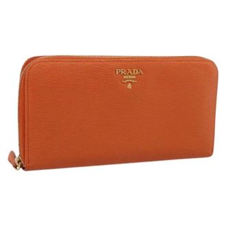 Prada Portefeuille long vintage doccasion - Femme - Pre-owned - Orange - Taille: ONE Size