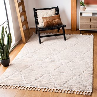 Safavieh Boho Teppich f&uuml;r Wohnzimmer, Esszimmer, Schlafzimmer - Marrakesh Collection, Kurzer Flor, Beige, 160 X 229 cm