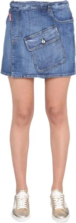 Dsquared2 Cotton with Side Pockets Skirt - Blue