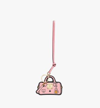 MCM 2D Ella Boston Taschenanh&auml;nger aus Leder mit Monogramm-Print
