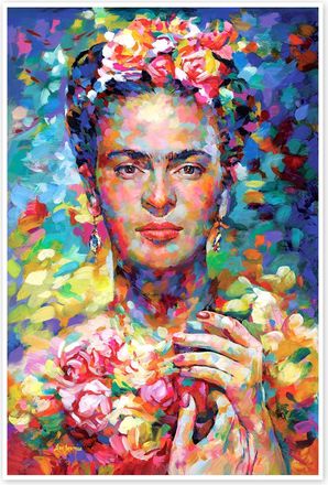 Posterlounge Frida Kahlo Farbenfroh Poster von Leon Devenice 70 x 100 cm Blau Wandbilder Wanddeko