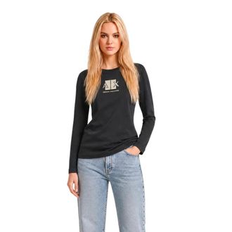 A|X Armani Exchange T-shirt &agrave; manches longues coupe ajust&eacute;e Af10356 - Femme - Tops - Noir - Taille: 36 FR