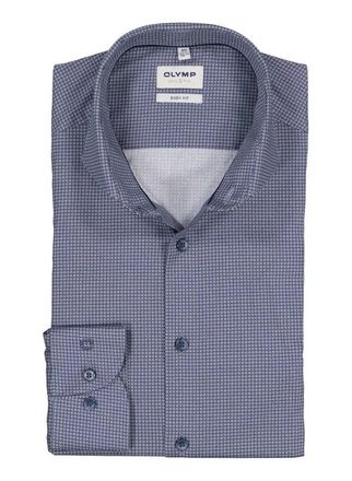 Olymp Herren Hemd blau Baumwoll-Stretch