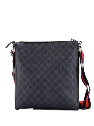 Gucci Web Strap Front Zip Messenger Bag GG Coated Canvas Medium crossbody bag - Noir