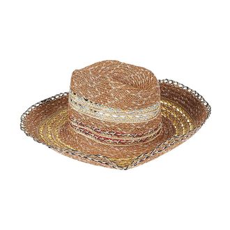 Exquisite J Brauner Raffia Fedora Hut - - Accessories - Damen - Braun - S/M