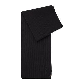 HUGO BOSS Homme, Accessoires, Noir, Taille: ONE Size &Eacute;charpe Noire avec Logo Brod&eacute;