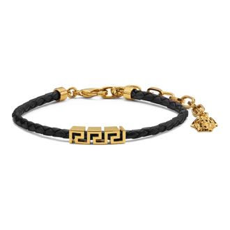 Versace Homme, Accessoires, Noir, Taille: ONE Size Greca Leather Bracelet