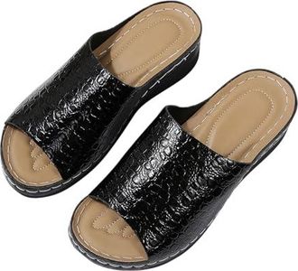Generic Cocila Sandale Femmes Mod&egrave;Les De Pantoufles &agrave; Semelle &eacute;Paisse Noire, Style Commerce Ext&eacute;Rieur, L&eacute;G&egrave;Res Et Orn&eacute;Es Motifs Originaux Pour Femmes. Sandale