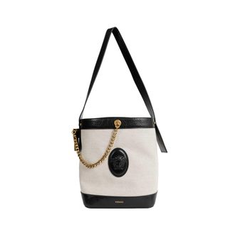 Versace Pivot Small Canvas Bucket Bag