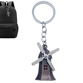 Generic Porte-cl&eacute;s moulin &agrave; vent hollandais - Anneau de voiture vintage, porte-pendentif en boucle, accessoire d&eacute;coratif miniature, ornement de charme de voya