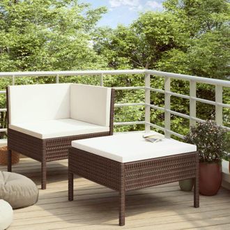 vidaXL Salon de jardin 2 pcs avec coussins R&eacute;sine tress&eacute;e Marron Vidaxl