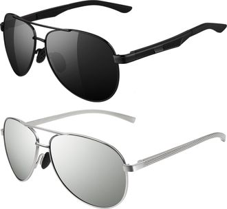 CGID Sonnenbrille Herren Pilotenbrille Pr&auml;mie Al-Mg Metall Rahmen Polarisiert Fliegerbrille UV400 Schutz CAT3 CE Fahren Angeln