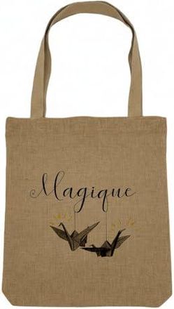 Fabulous Sac Shopping Tote Bag Aspect Lin - Magique Oies Origami Suspendus Oiseau Dessin - Sac de Courses Toile Epaisse 360g Beige Naturel Cabas Port&eacute; Epaule S